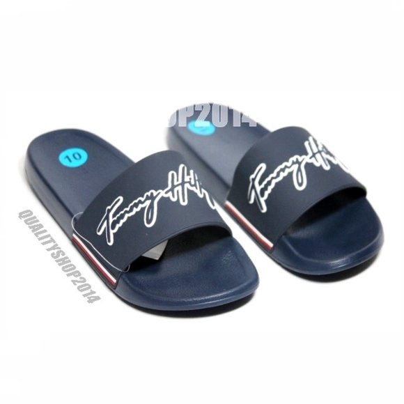 Tommy Hilfiger | Shoes | Mens Tommy Hilfiger Cursive Slide Sandals New ...